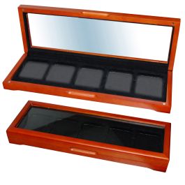 Oak Coin Display Box for 5 Slabbed Coins
