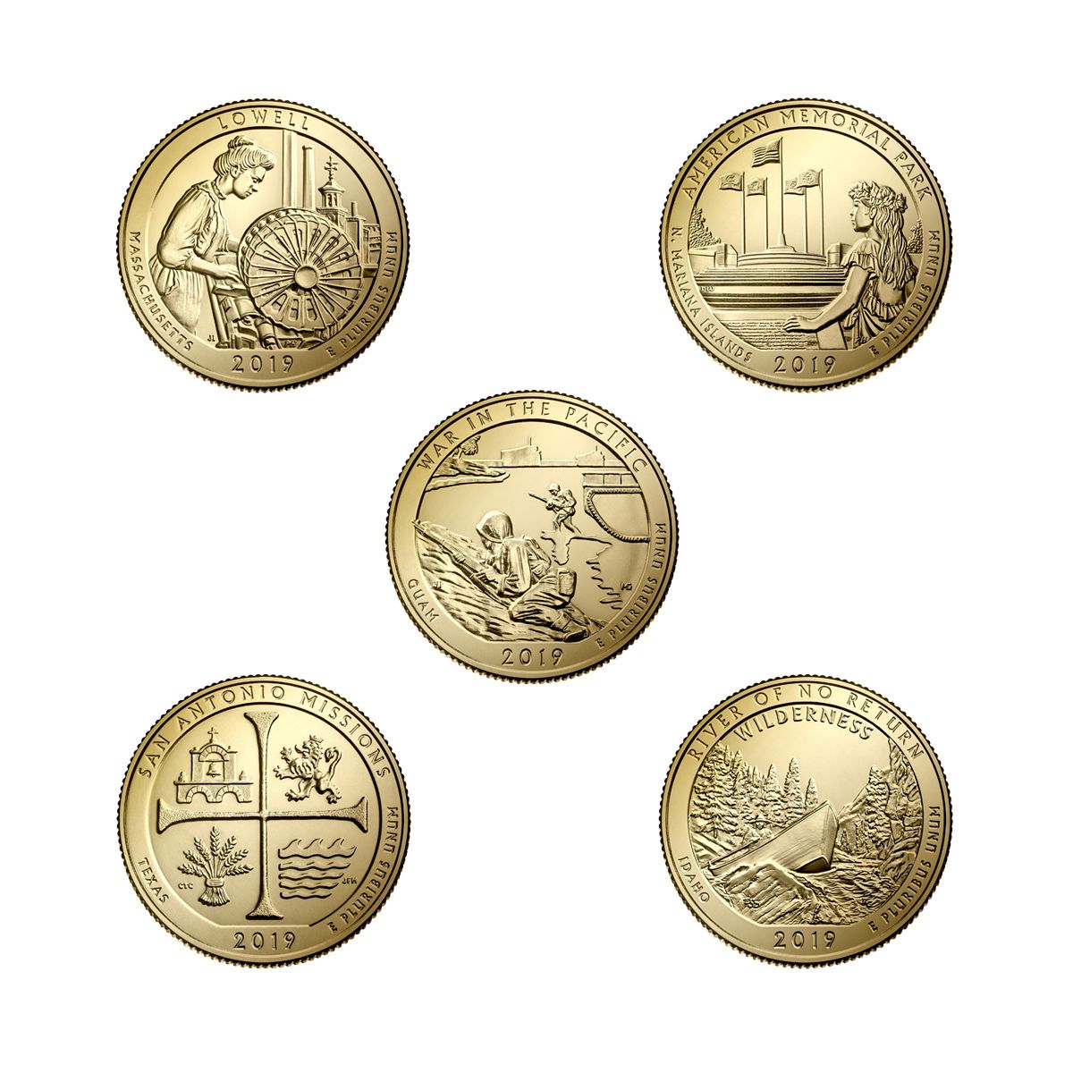 2019 AMERICA THE BEAUTIFUL® NATIONAL PARKS SET- 24K GOLD PLATED