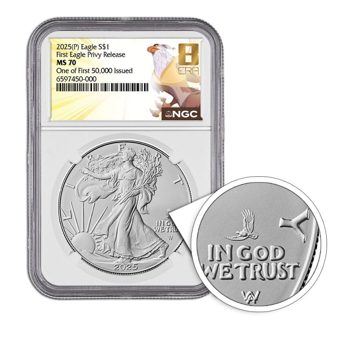 2025 American Silver Eagle NGC MS70 - Eagle Privy - First 50K Issued