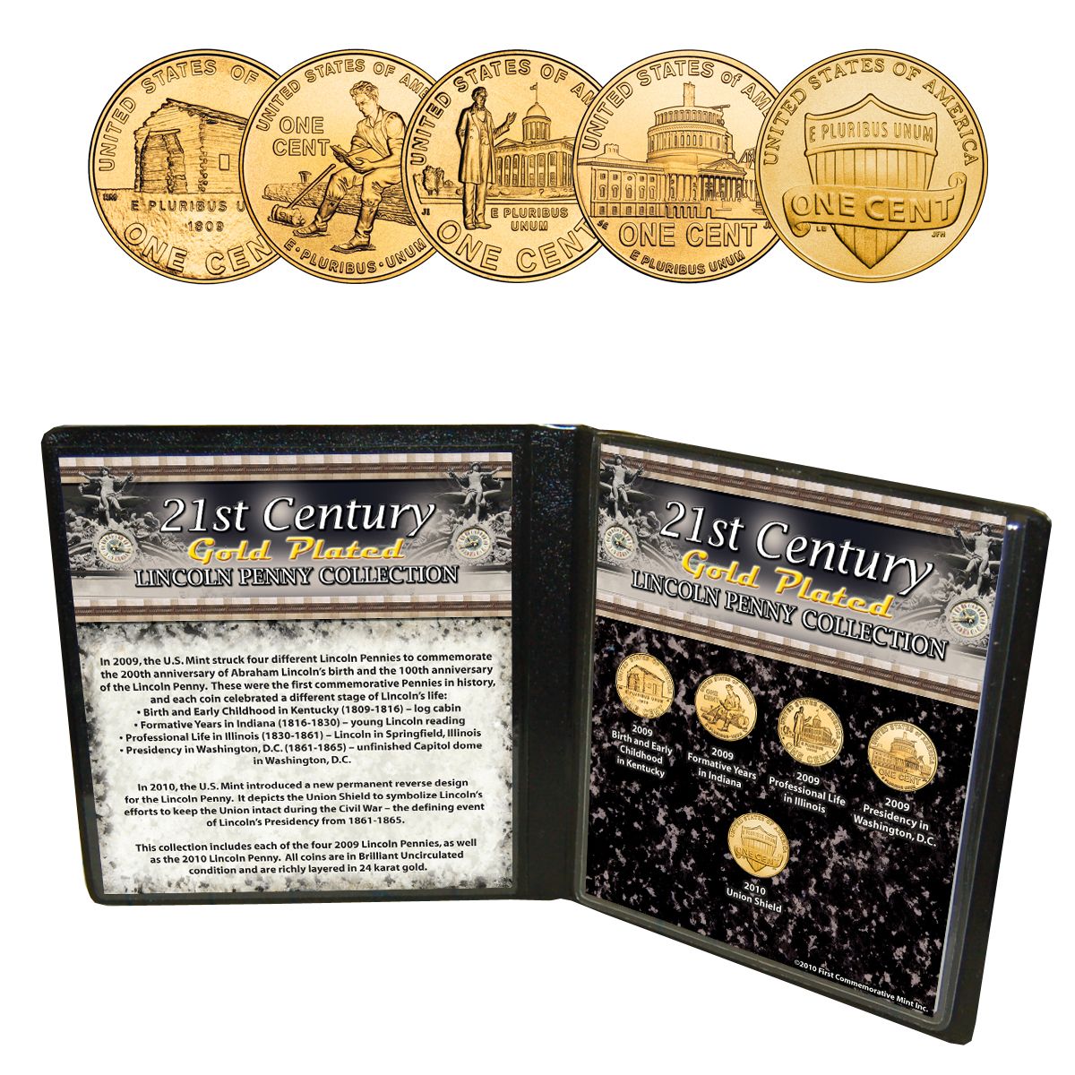 21st Century Gold Plated Lincoln Penny Collection - Cents - U.S. Coins