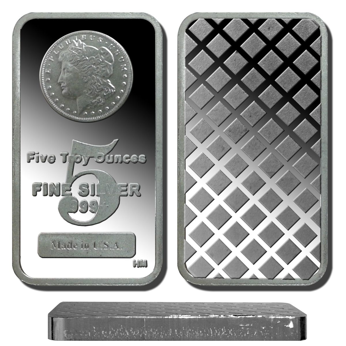 5 Ounce .999 Solid Silver Bar - Morgan Dollar Design