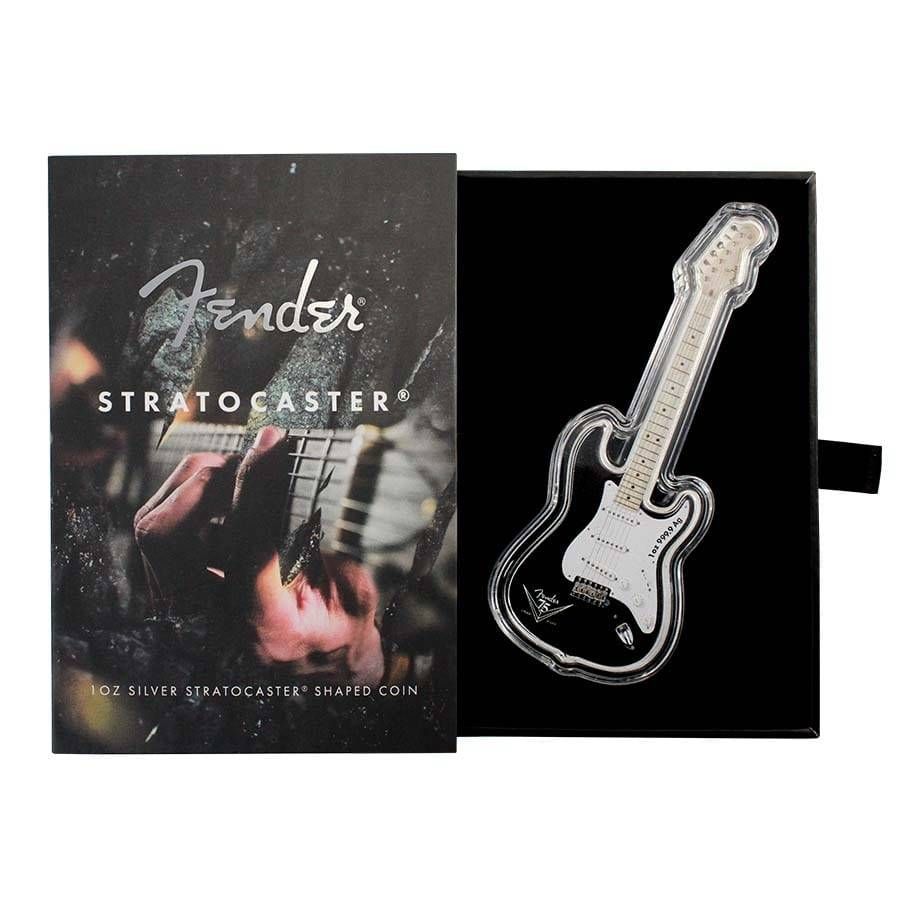 2021 1 Oz Silver Fender 75th Anniversary Stratocaster Guitar Shaped Coin