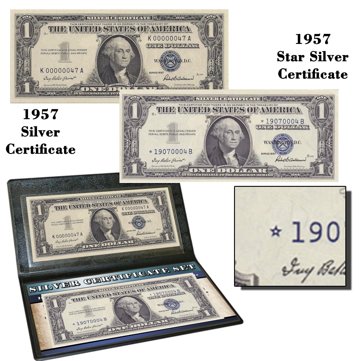 102 LOT W 2 STAR NOTES 1 1935 1957 Silver Certificates Avg 102 LOT W 2 STAR NOTES 1 1935 1957 Silver Certificates Avg