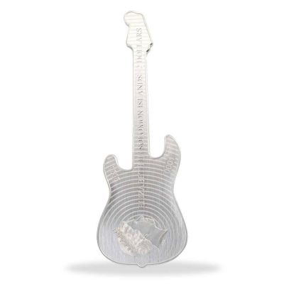 2021 1 Oz Silver Fender 75th Anniversary Stratocaster Guitar Shaped Coin